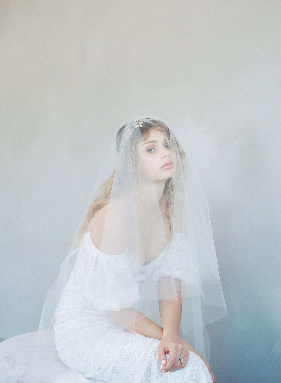 Fingertip Veil, Bridal Sheer Veil - Simple Subtle Lift Veil With ...