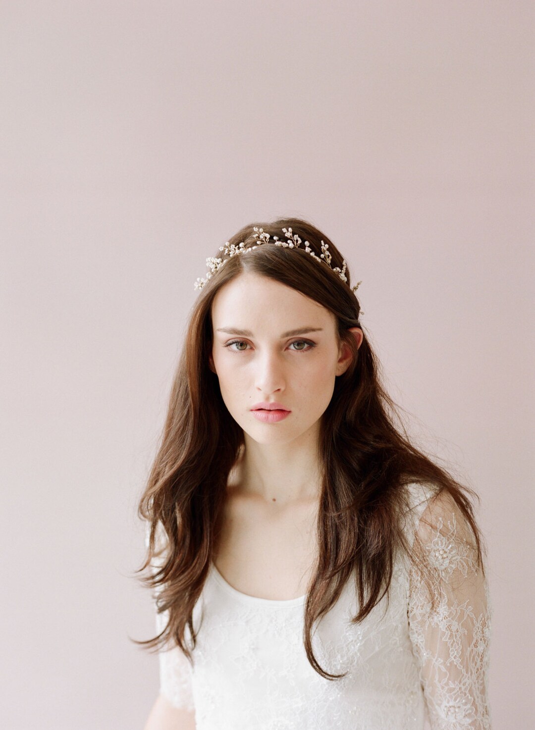 Bridal Beaded Headband - Dainty Beaded Fern Leaf Hair Vine - Style 417 ...