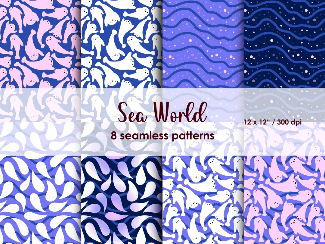 Sea World Patterns – Ocean-inspired Digital Paper Set - Etsy
