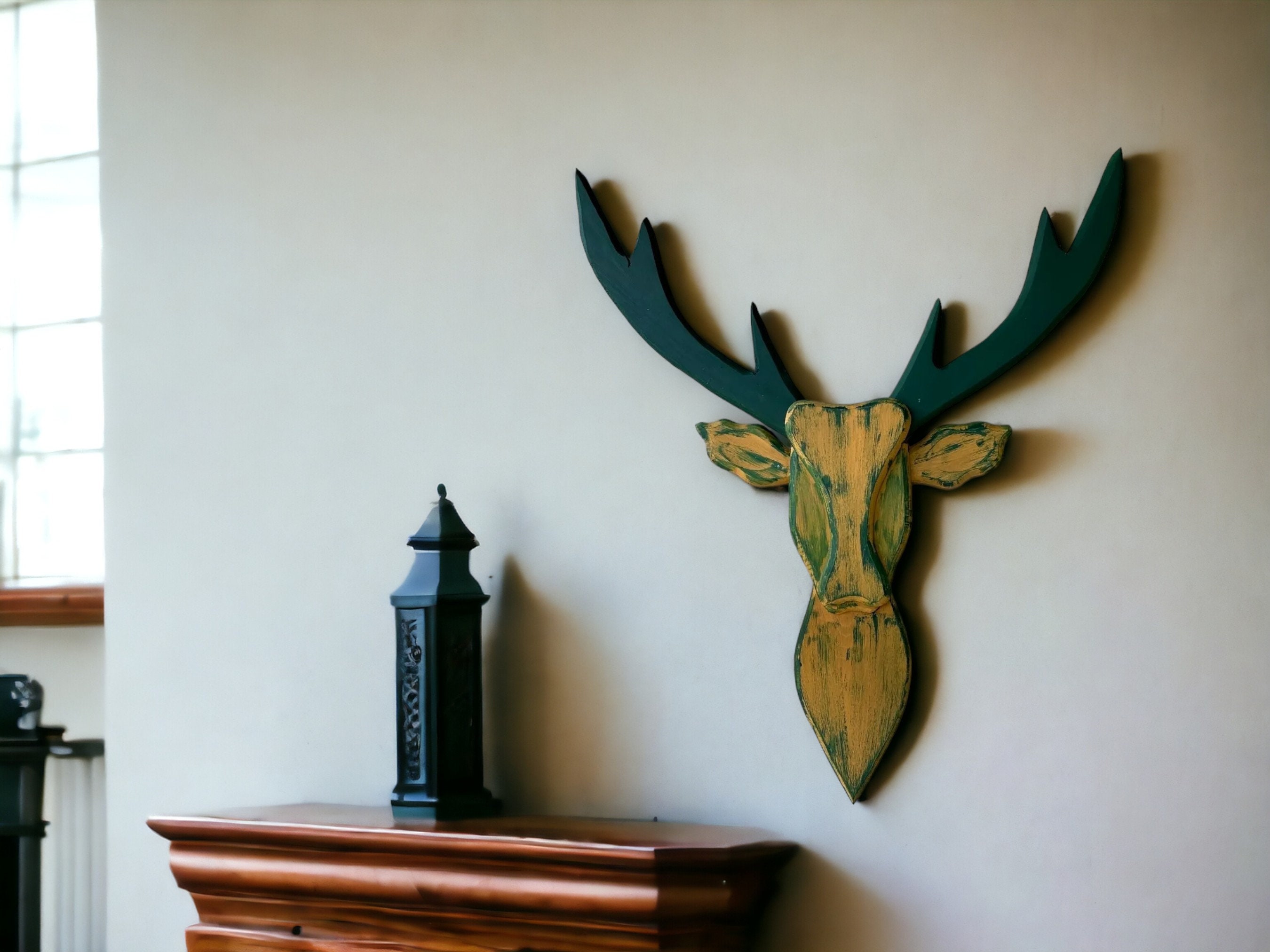 Handmade Deer Head Art ,deer Head Wall Hanging ,wooden Animal Wall Art ...