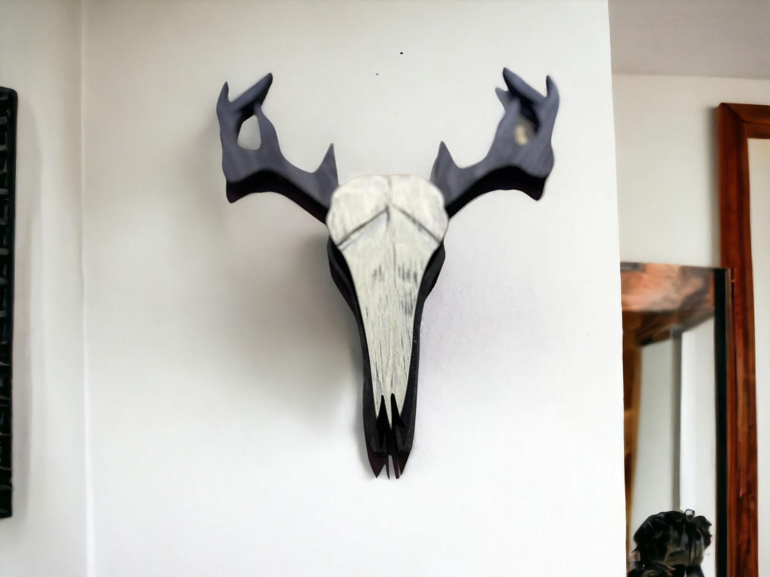 Wooden Bull Head, Wall Art Black, Animal Wall Art ,handmade Bull Head ...