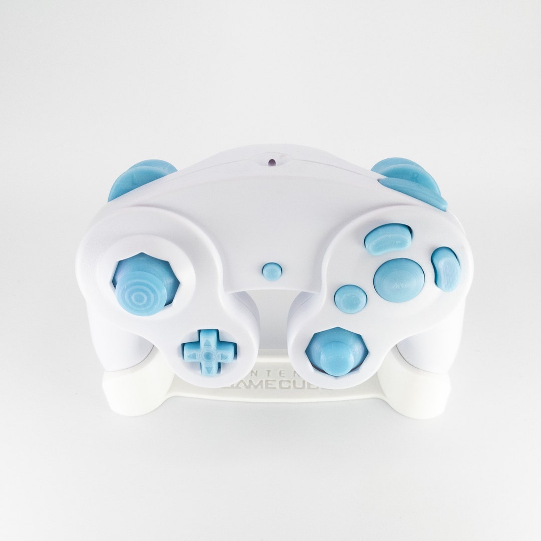 Water Blue Bald Shorter Buttons for Gamecube Controller, Personalized ABXY, Z, LR Triggers, D ...