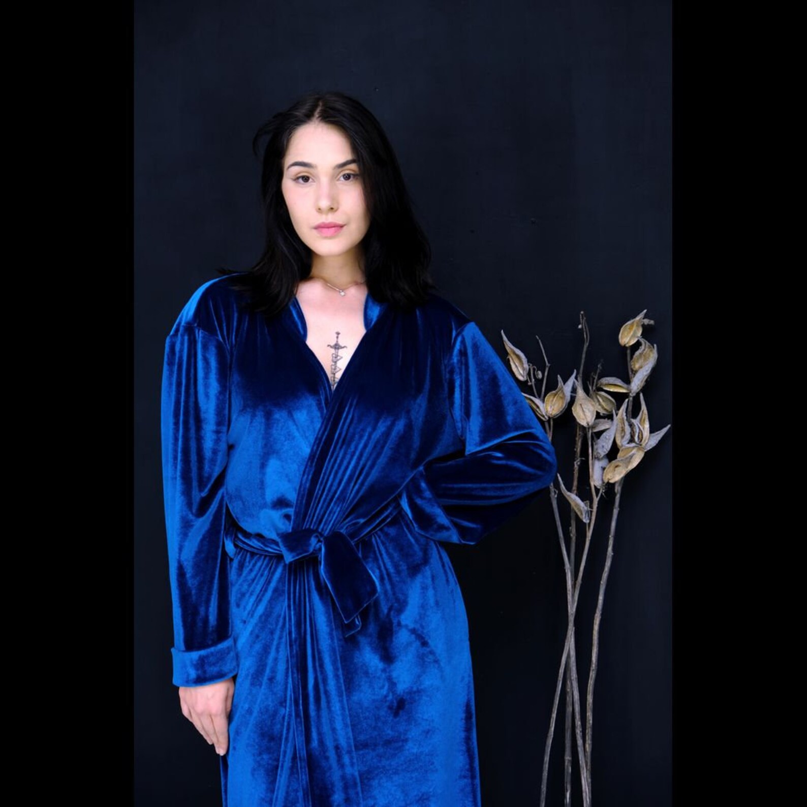 Blue Velvet Robe, Maxi Velvet Robe, Bridesmaid Velvet Gown, Elegant ...