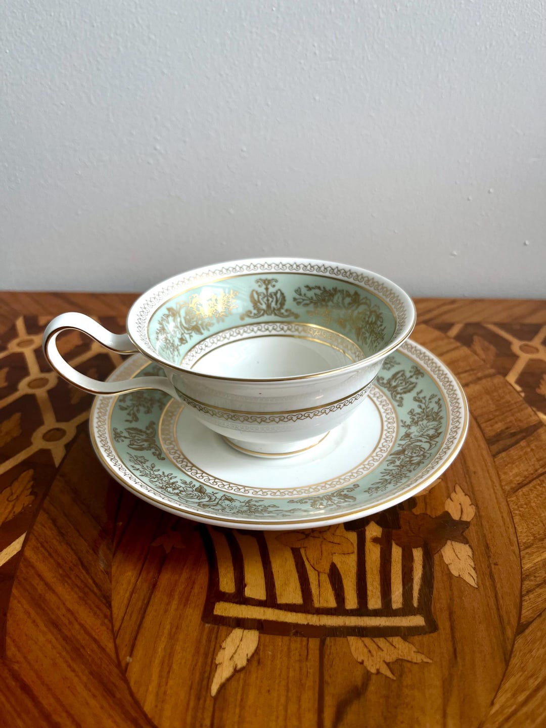 Wedgewood Tea Cup and Plate Bone China Columbia Green Made in England ...