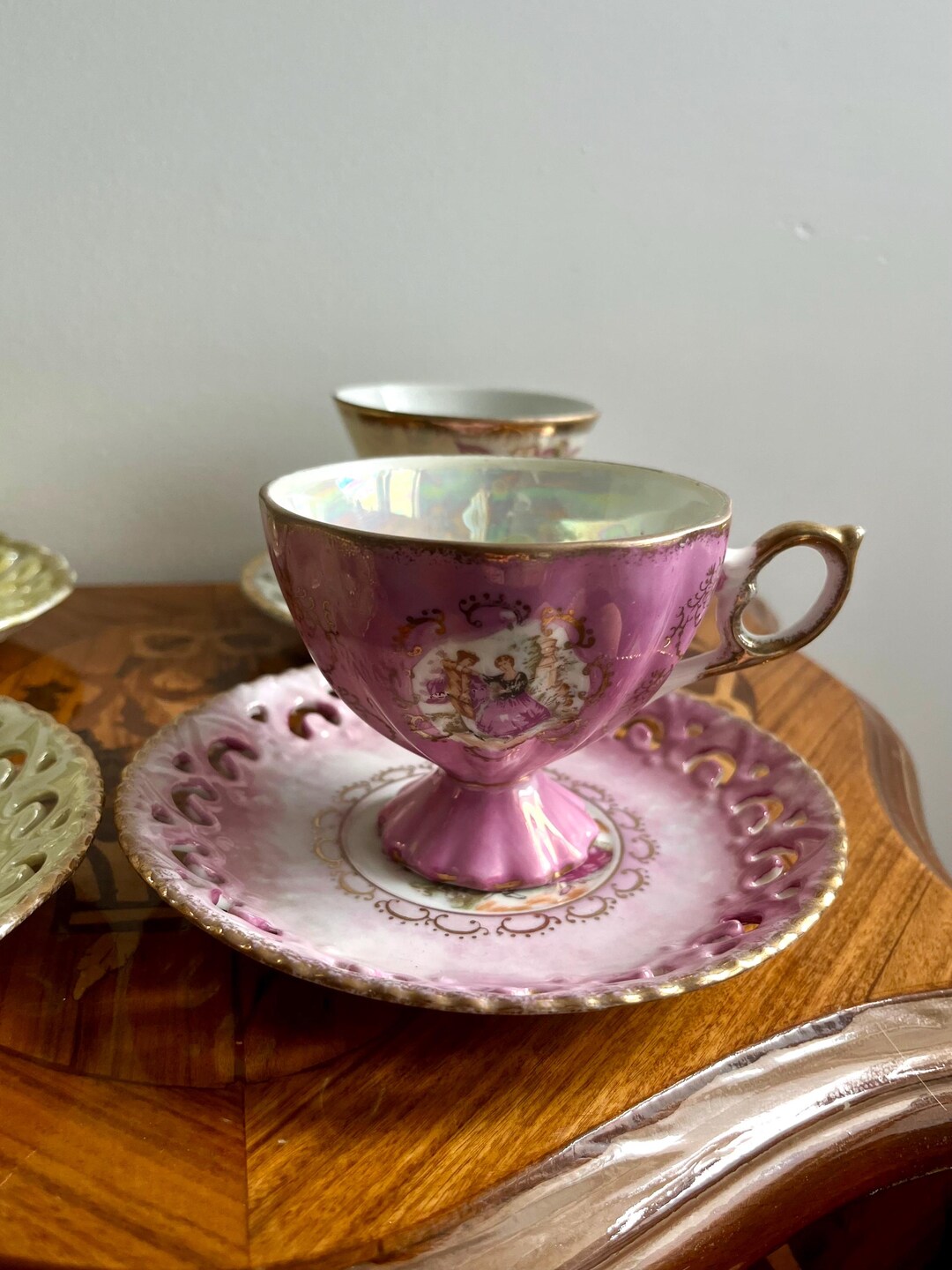 Versailles Porcelain Type Iridescent Rococo-style Teacup and Plate Set ...