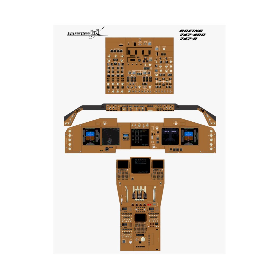Boeing 747-400/747-8 , B747-400, B747-8, Boeing 747 , Cockpit Posters ...