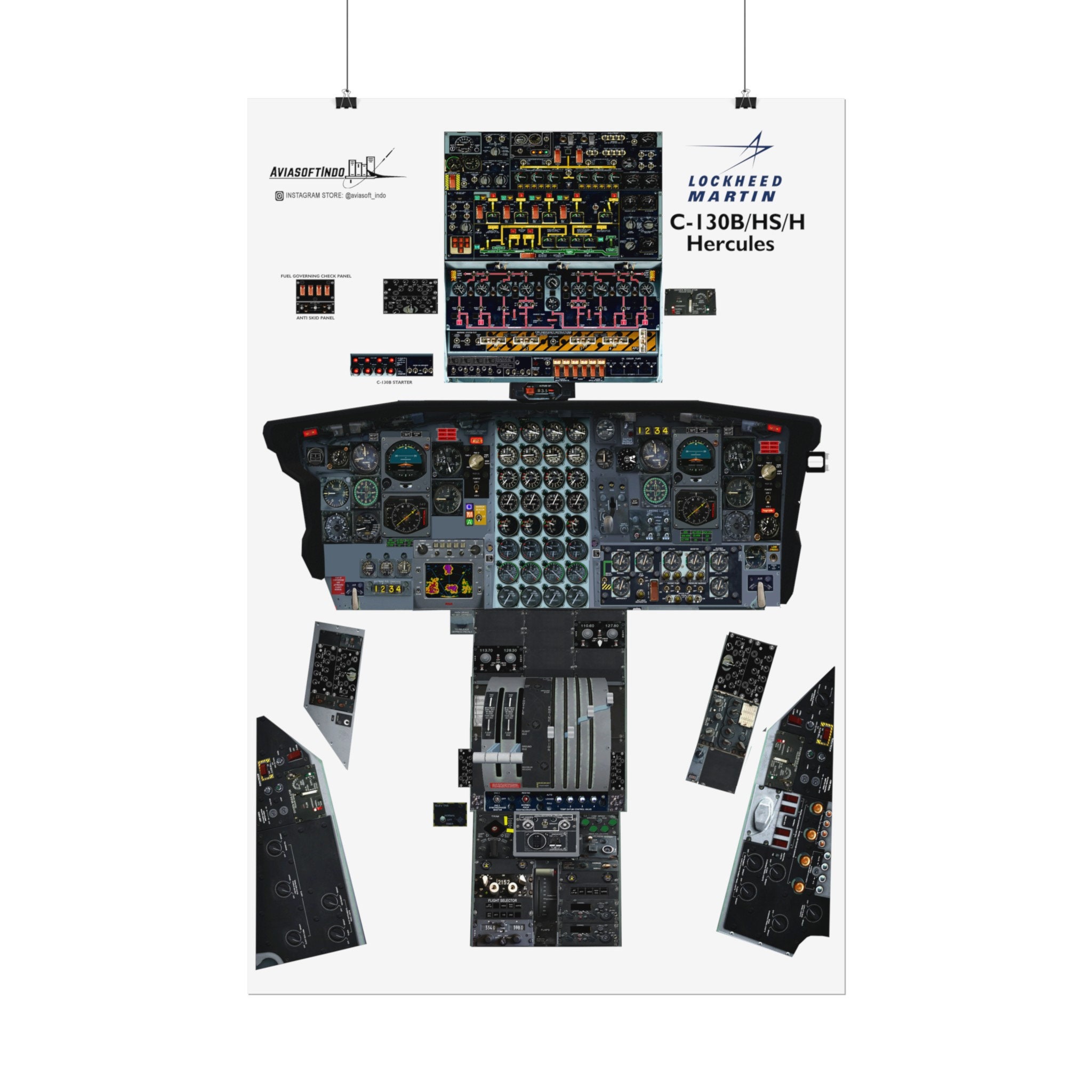 C-130 Hecules Cockpit Poster, C130 Hercules, Lockheed Martin C130, C130 Hercules, C130 Cockpit ...