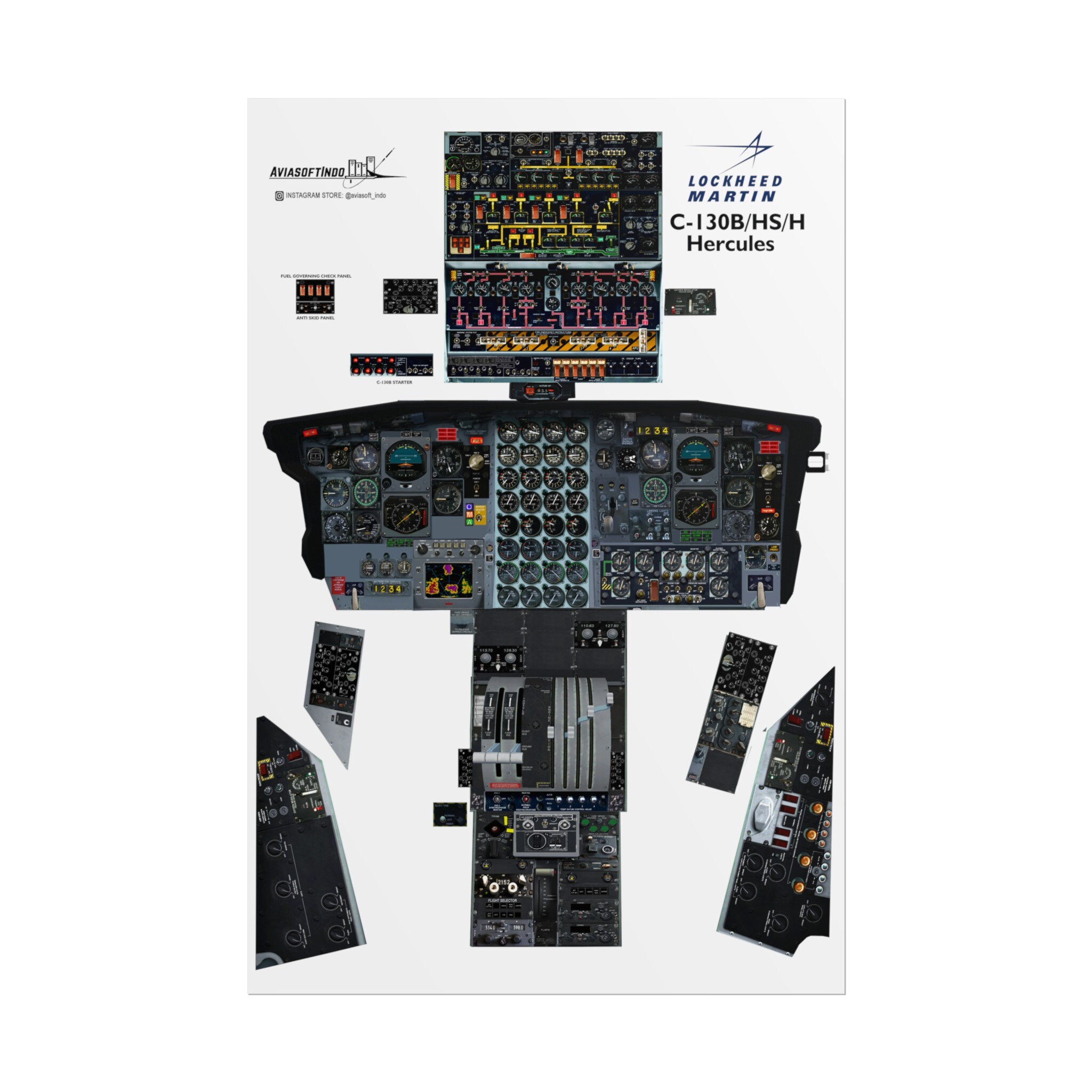 C-130 Hecules Cockpit Poster, C130 Hercules, Lockheed Martin C130, C130 ...