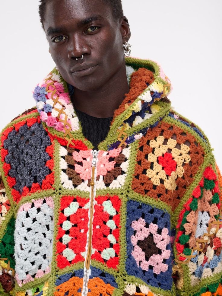 MENS CROCHET HOODIE Jacket Best Gift for Husband Colorful Crochet Shirt ...