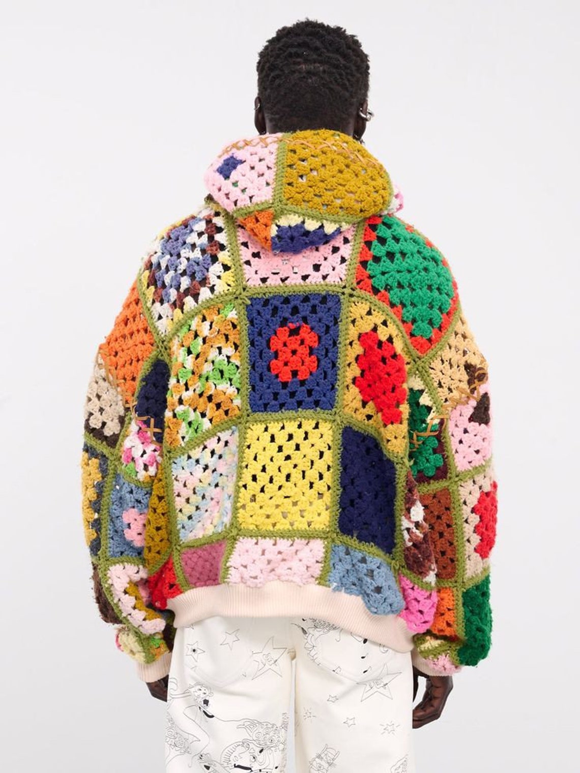 MENS CROCHET HOODIE Jacket Best Gift for Husband Colorful Crochet Shirt ...