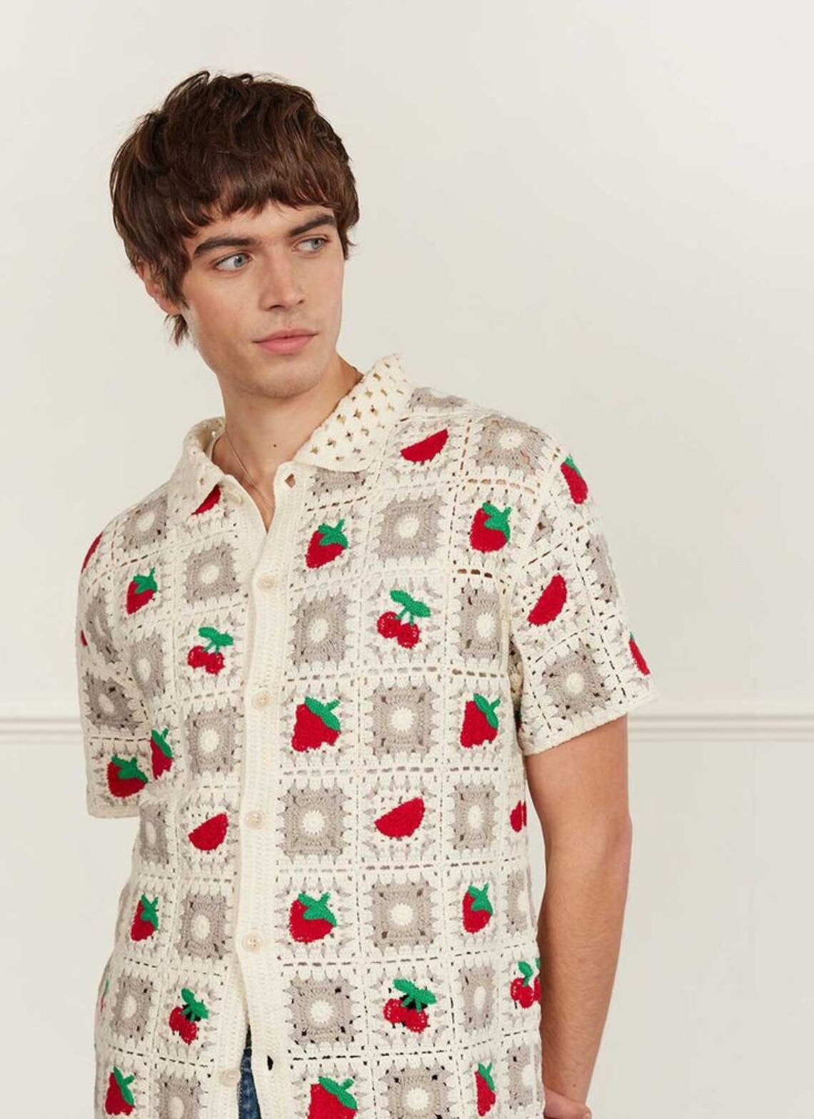 MENS CROCHET SHIRT Beach Holiday Shirt Best Gift for Husband Colorful ...