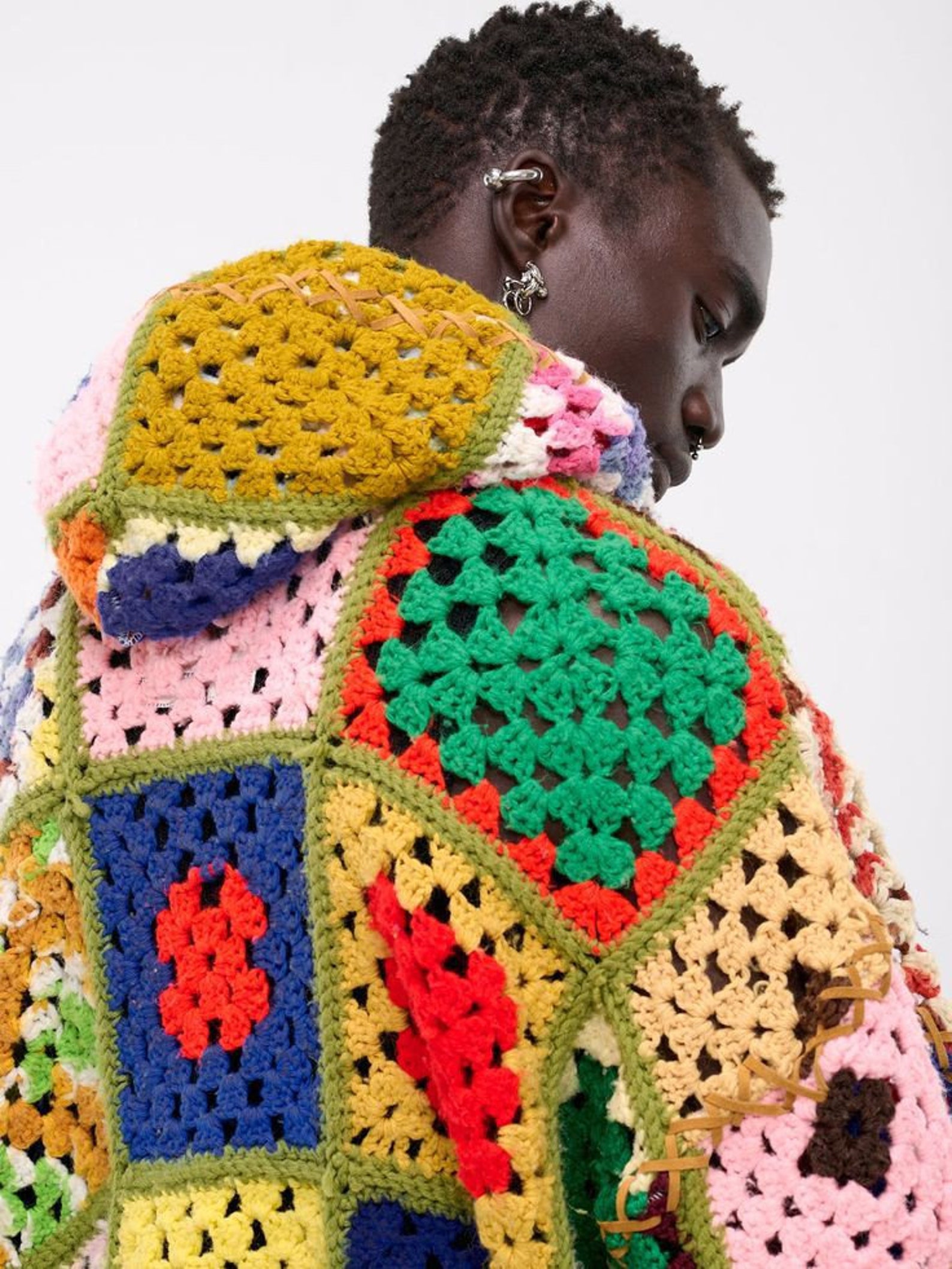 MENS CROCHET HOODIE Jacket Best Gift for Husband Colorful Crochet Shirt ...