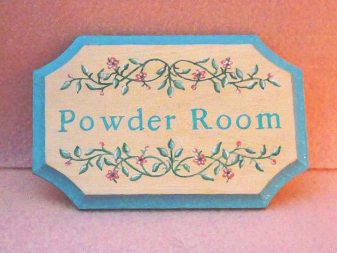 Small Painted Powder Room Sign Rectangle Door Sign Turquoise - Etsy