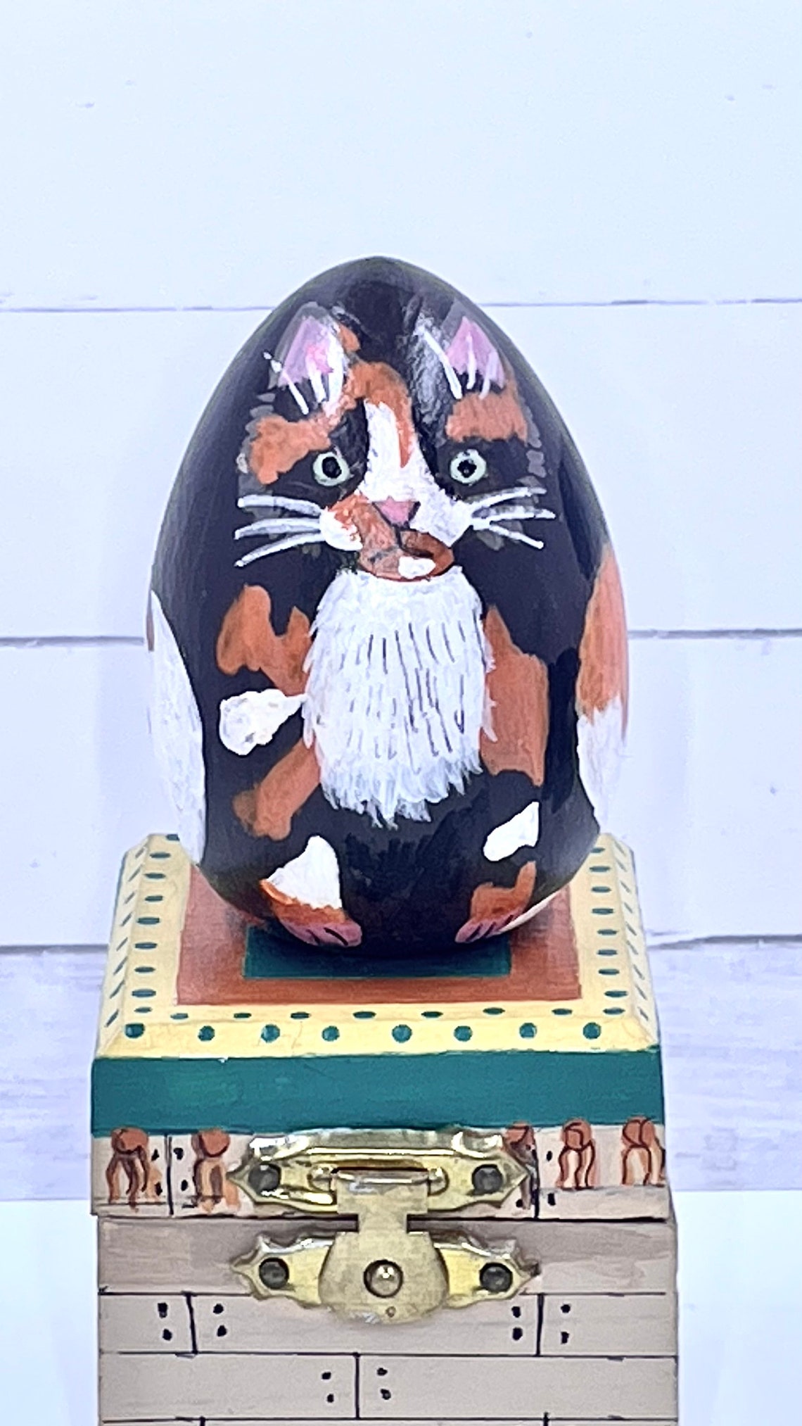 Small Hand Painted Cat Jewelry Box, Calico Kitty Keepsake Box, Wood ...