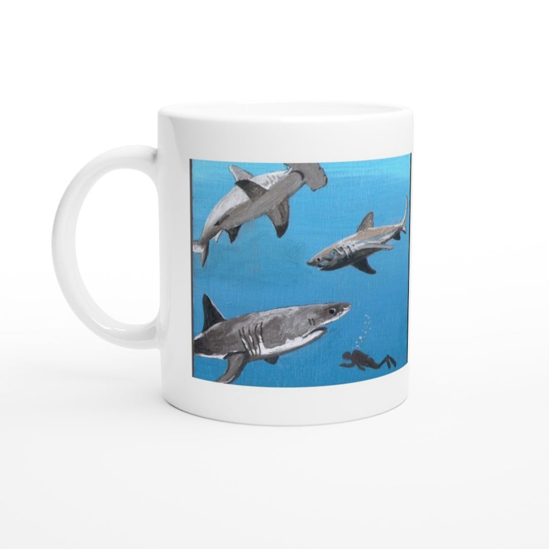Shark Mug, Great White Drinking Cup, Hammerhead Shark Coffee Mug ...