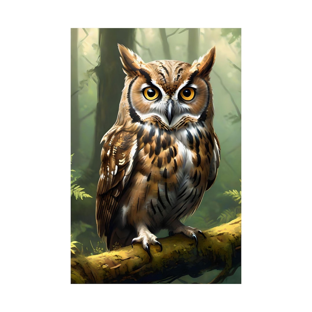 Satin Poster, Screech Owl in the Forest - Nature Wall Art, Animal Lover ...