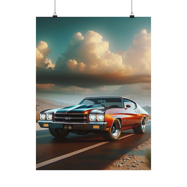Poster, Vintage Chevy Chevelle Muscle Car Cruising the Streets, Wall ...