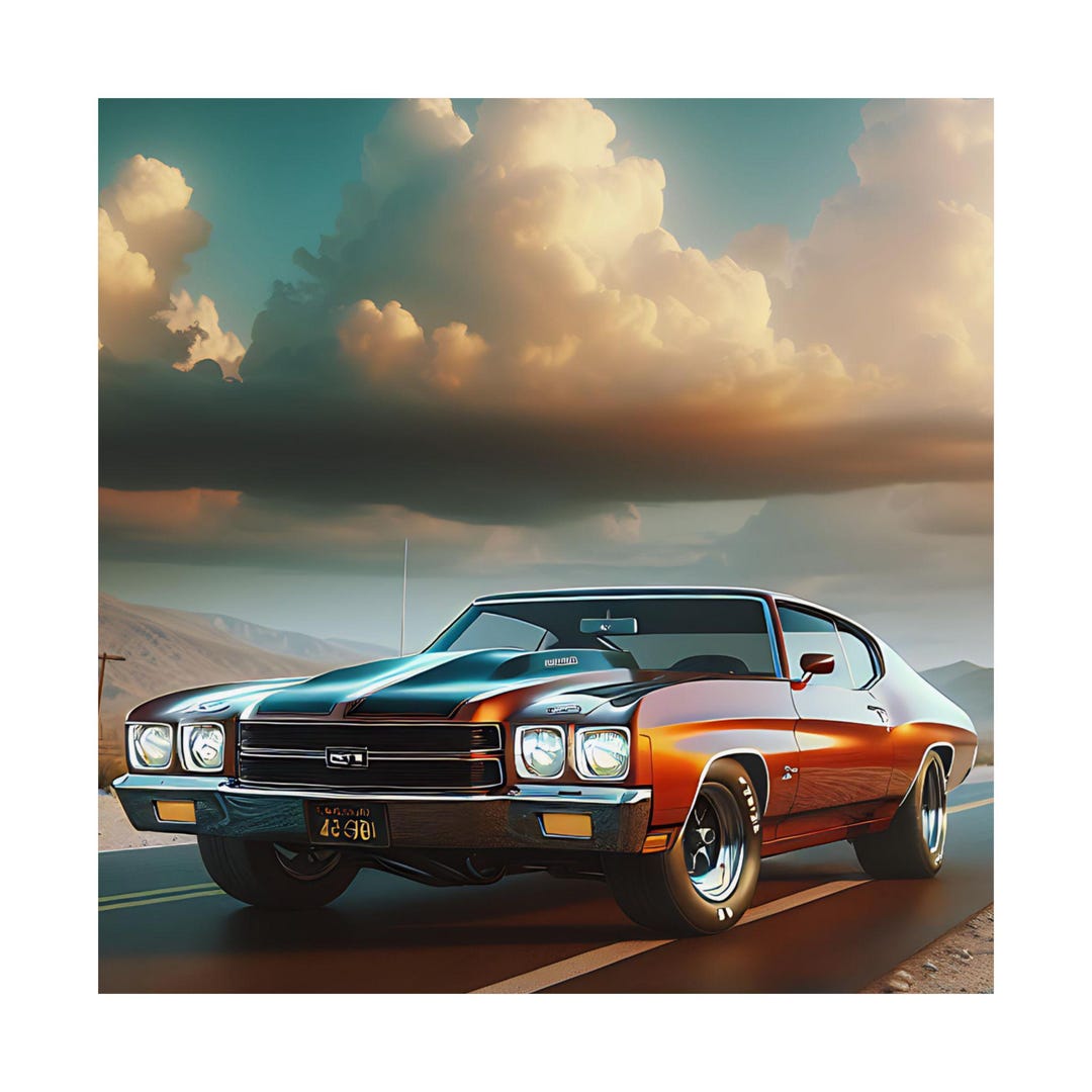 Poster, Vintage Chevy Chevelle Muscle Car Cruising the Streets, Wall ...