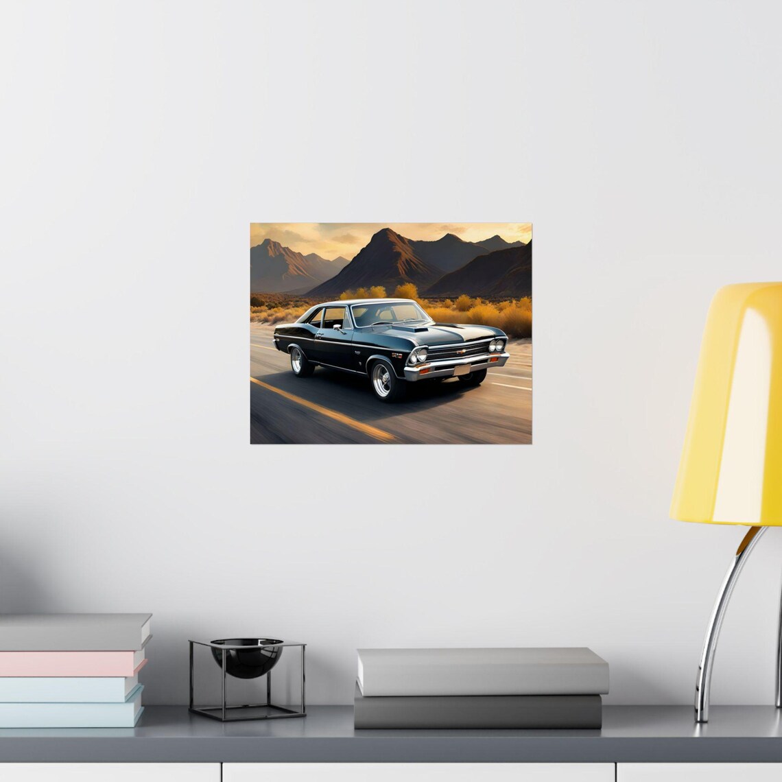 Satin Posters, Classic Chevy Cruising the Desert Roads, Vintage Wall ...