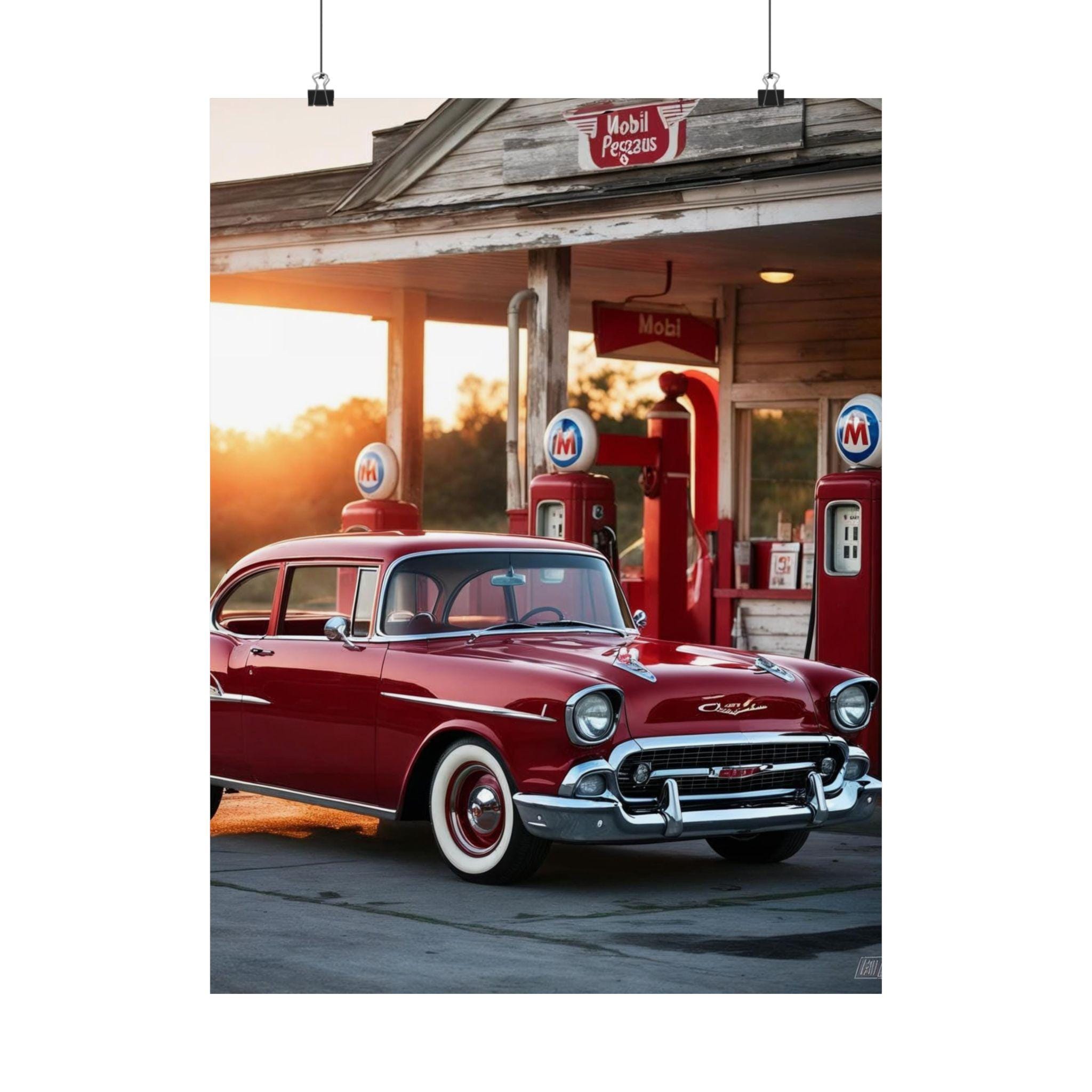 Satin Posters (300gsm) Wall Art for Vintage Car Lovers, Retro Gas ...