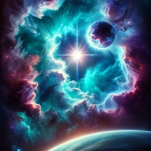 Purple and Cyan Supernova Vertical | Matte Canvas, Stretched, 0.75 - Etsy