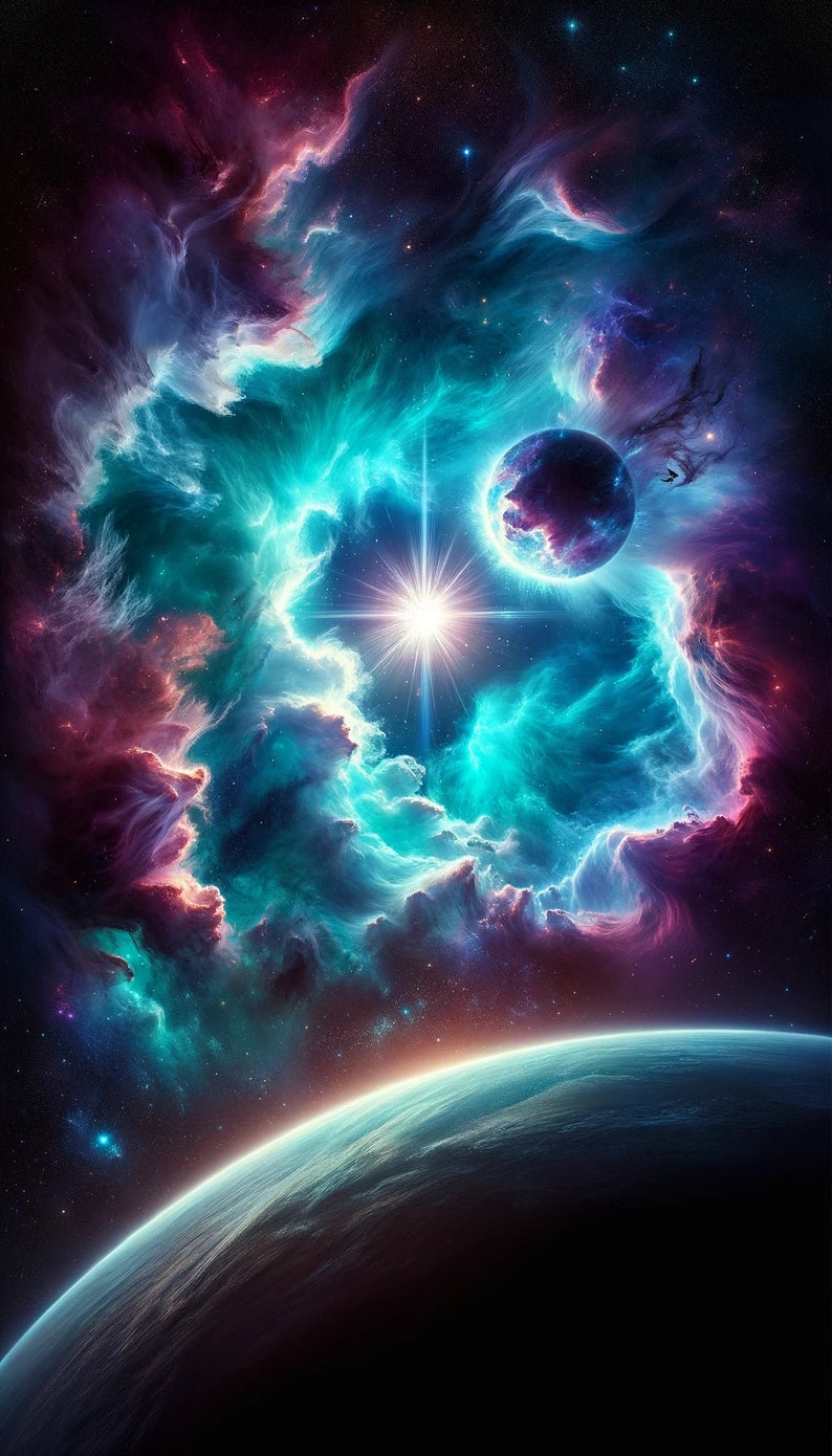 Purple and Cyan Supernova Vertical | Matte Canvas, Stretched, 0.75 - Etsy