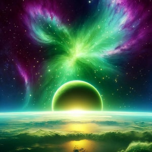 Green and Purple Supernova | Matte Canvas, Stretched, 0.75 - Etsy