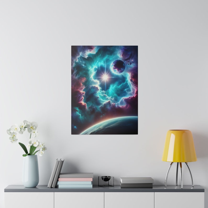 Purple and Cyan Supernova Vertical Matte Canvas, Stretched, 0.75 - Etsy