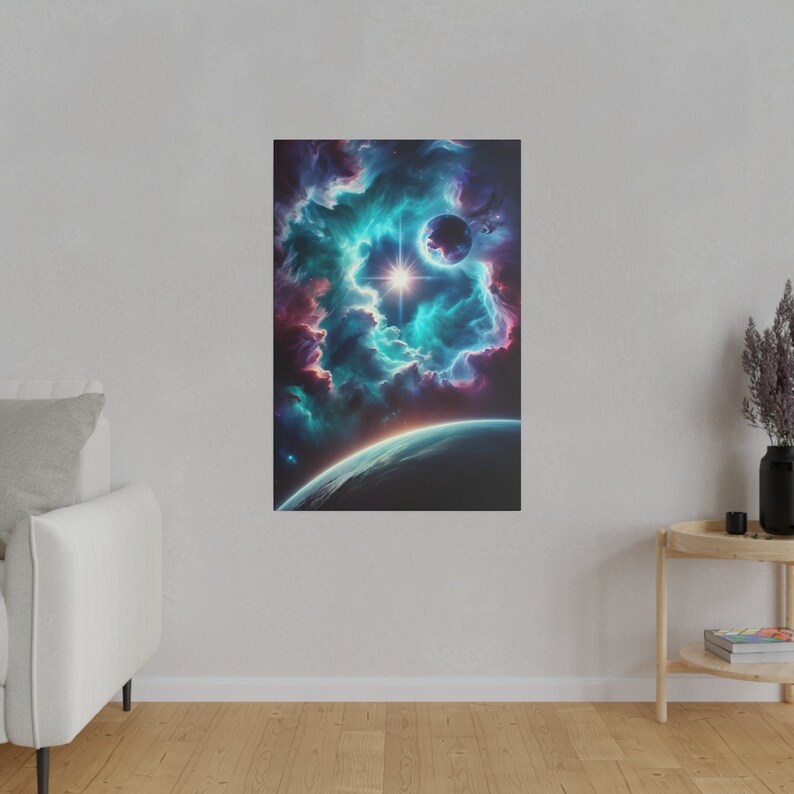 Purple and Cyan Supernova Vertical | Matte Canvas, Stretched, 0.75 - Etsy
