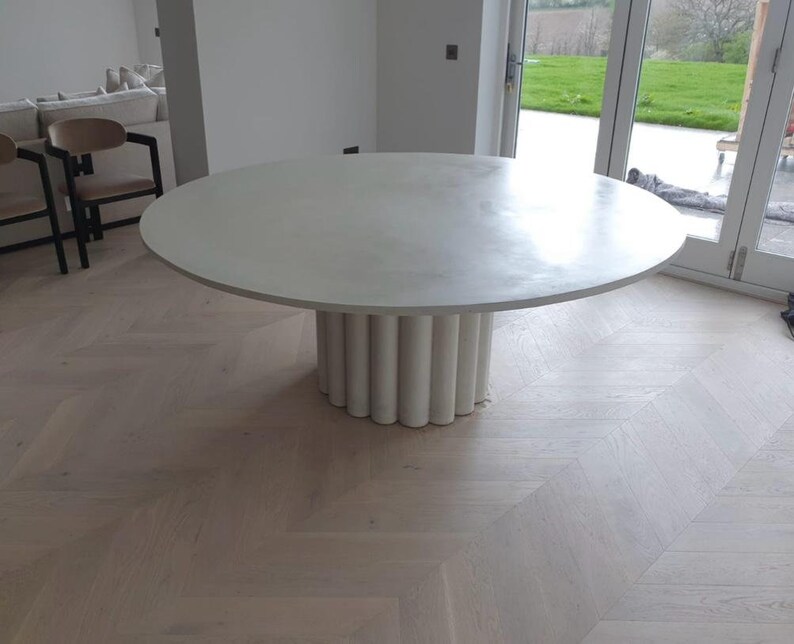 Solid Concrete Fluted Stone Round Dining Table - Etsy UK