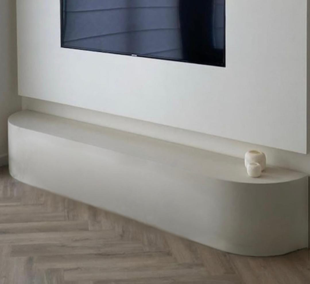 Solid Concrete Curve TV Console Table Unit Bench - Etsy