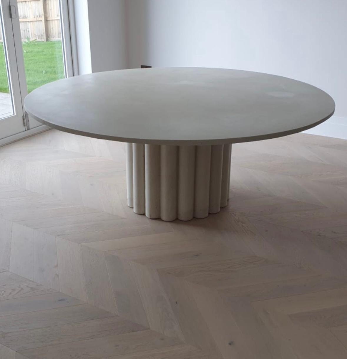 Solid Concrete Fluted Stone Round Dining Table - Etsy UK