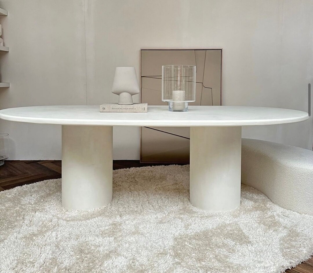 Solid Concrete Stone Pill Shape Dining Table - Etsy UK