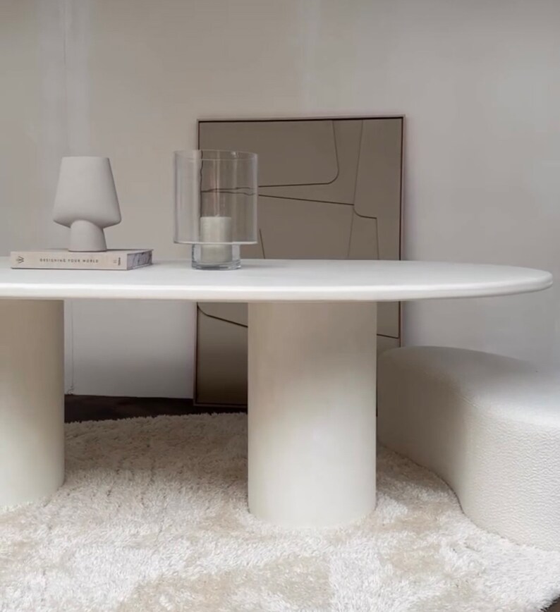 Solid Concrete Stone Pill Shape Dining Table - Etsy UK