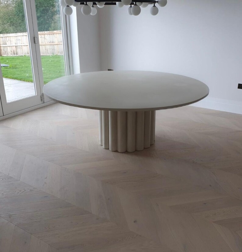 Solid Concrete Fluted Stone Round Dining Table - Etsy UK