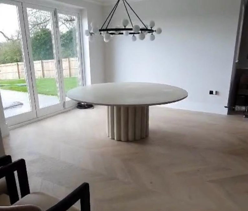Solid Concrete Fluted Stone Round Dining Table - Etsy UK