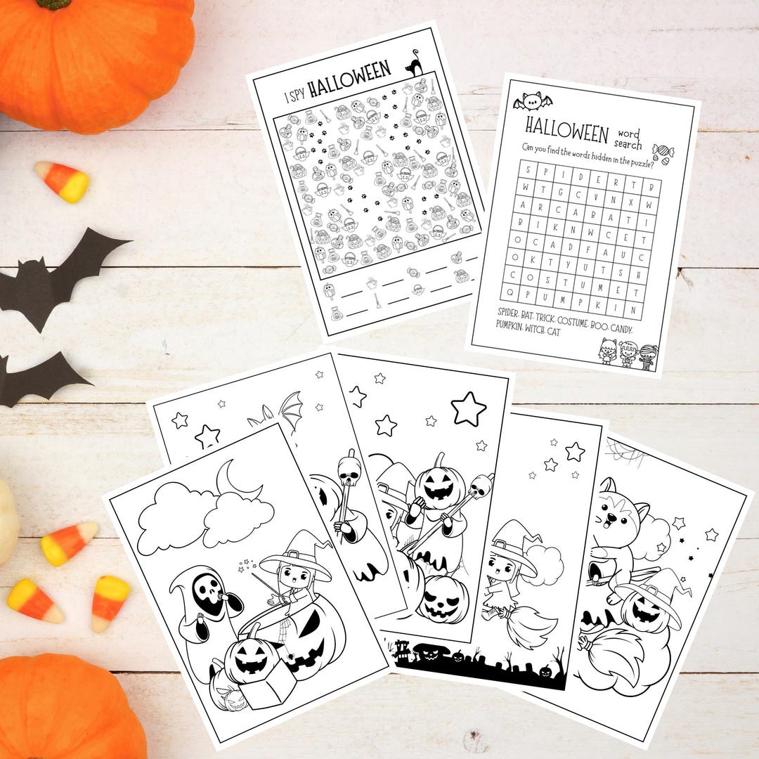 Printable Halloween Kids Activity Pack, Games and Coloring Pages, I Spy ...