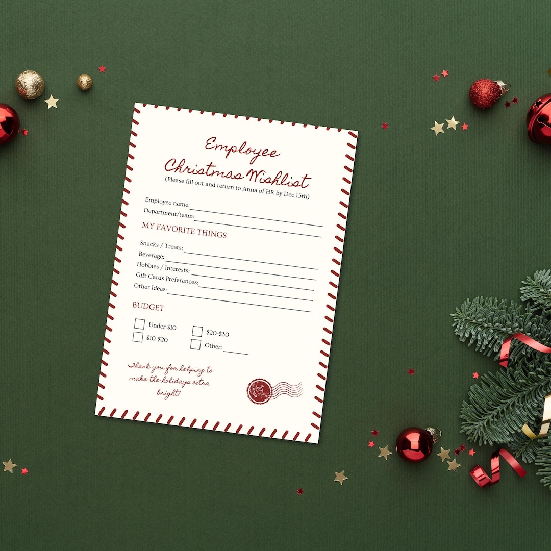 Editable Employee Christmas Wish List Template, Adult Christmas List ...