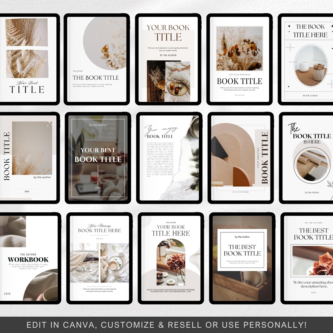 50+ Editable Canva Book Cover Title Page Templates Master Resell Rights ...