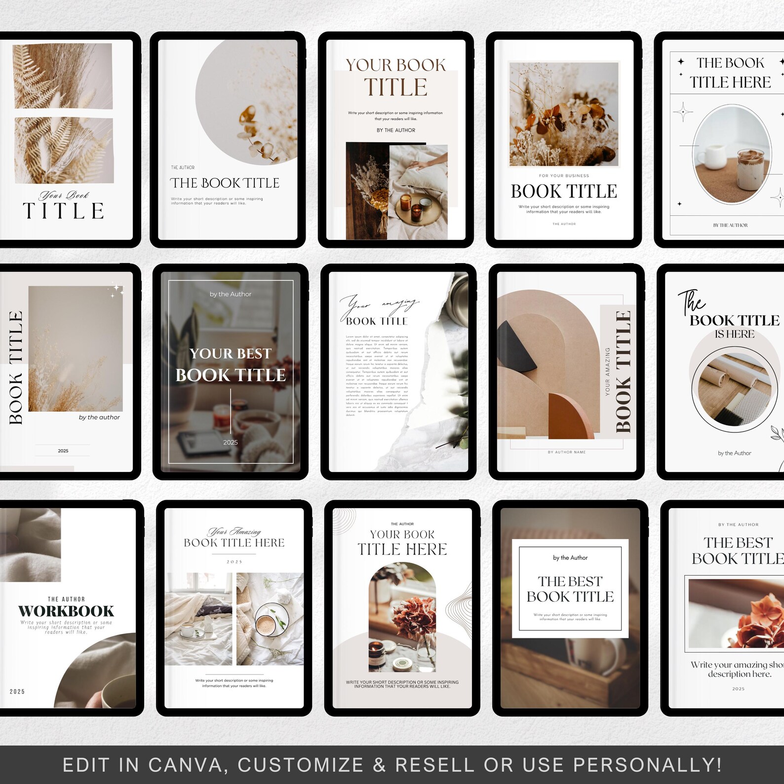50+ Editable Canva Book Cover Title Page Templates Master Resell Rights ...