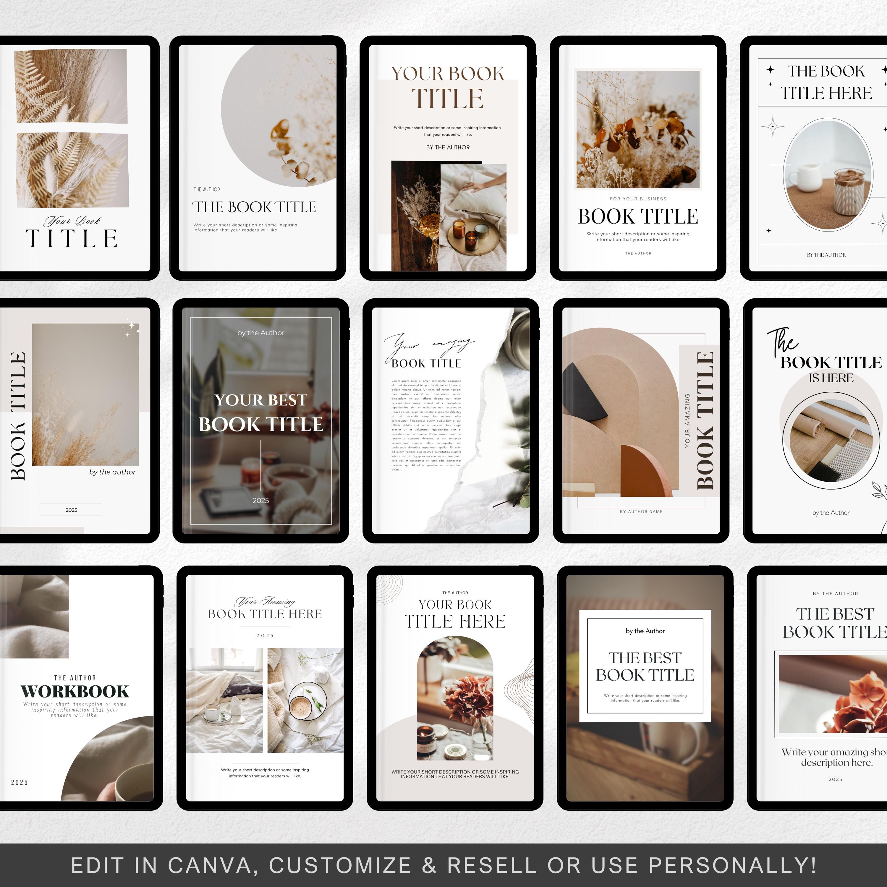 50+ Editable Canva Book Cover Title Page Templates Master Resell Rights ...