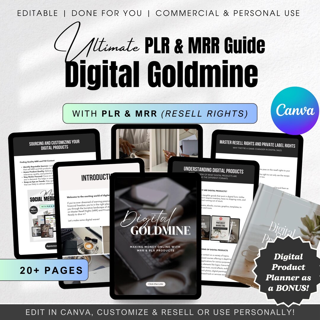 Digital Goldmine Guide Passive Income With MRR & PLR Products Private Label Rights Master Resell ...