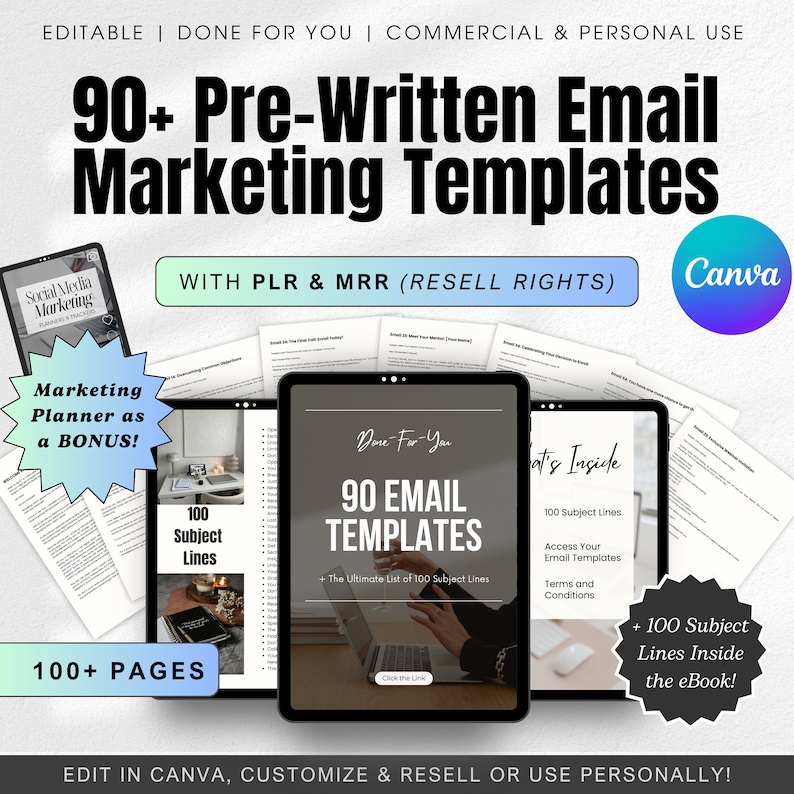 90 Pre-written Email Marketing Templates for Business MRR Master Resell ...