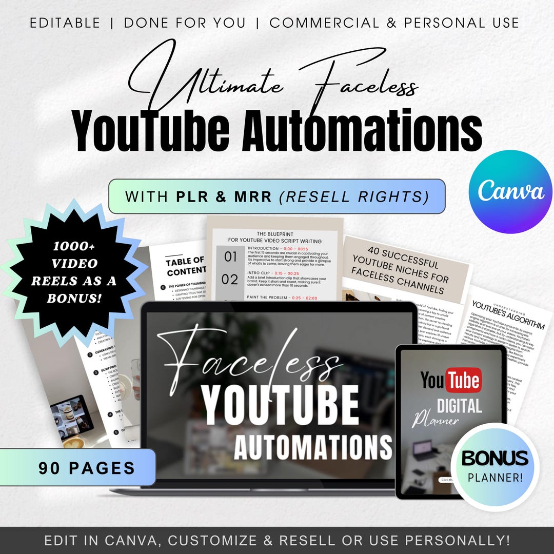 Faceless Youtube Automations Guide | Master Resell Rights & Private ...