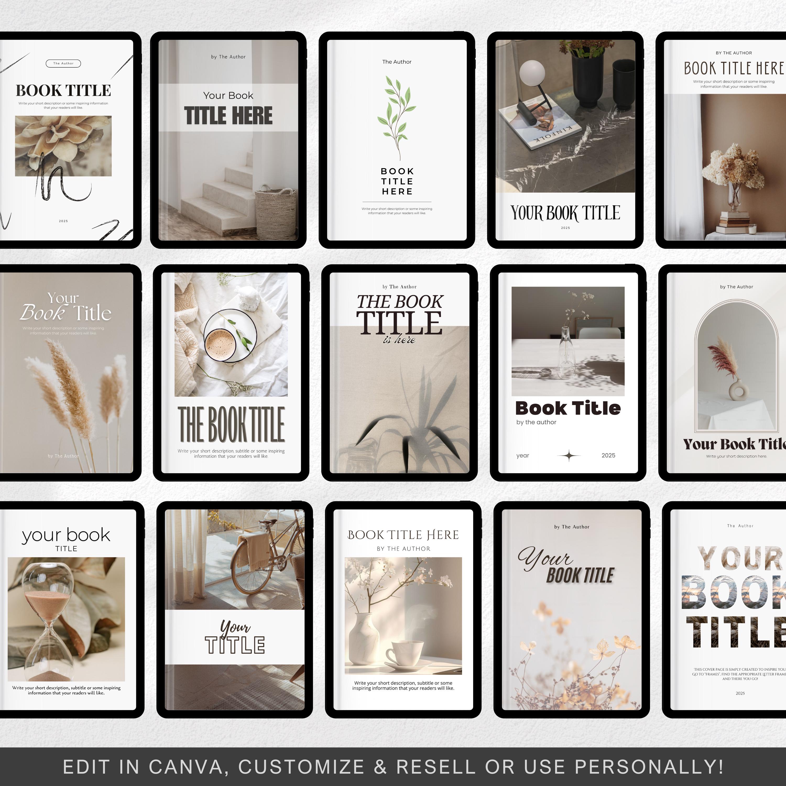 50+ Editable Canva Book Cover Title Page Templates Master Resell Rights ...