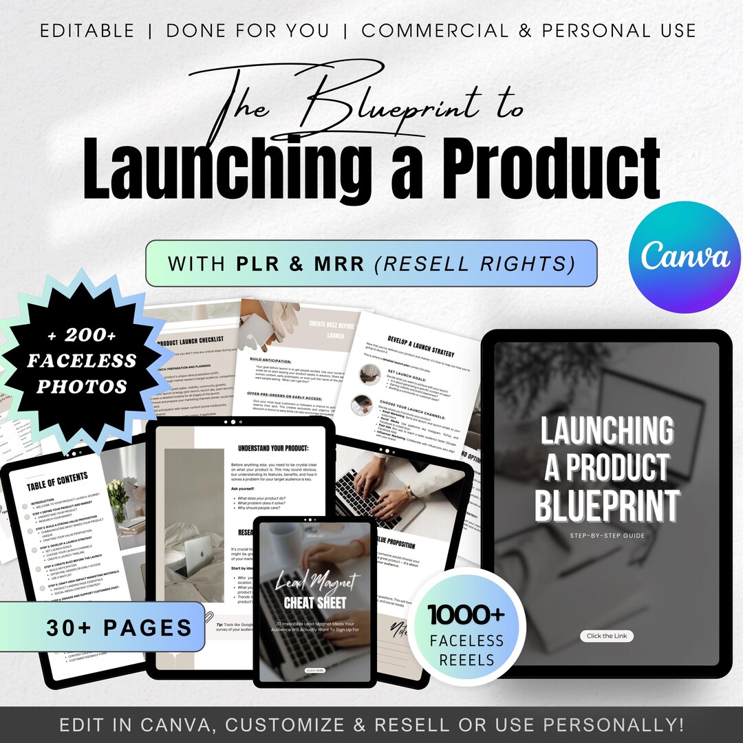 Blueprint to Launching a Product, DFY Digital Product Launch Canva ...