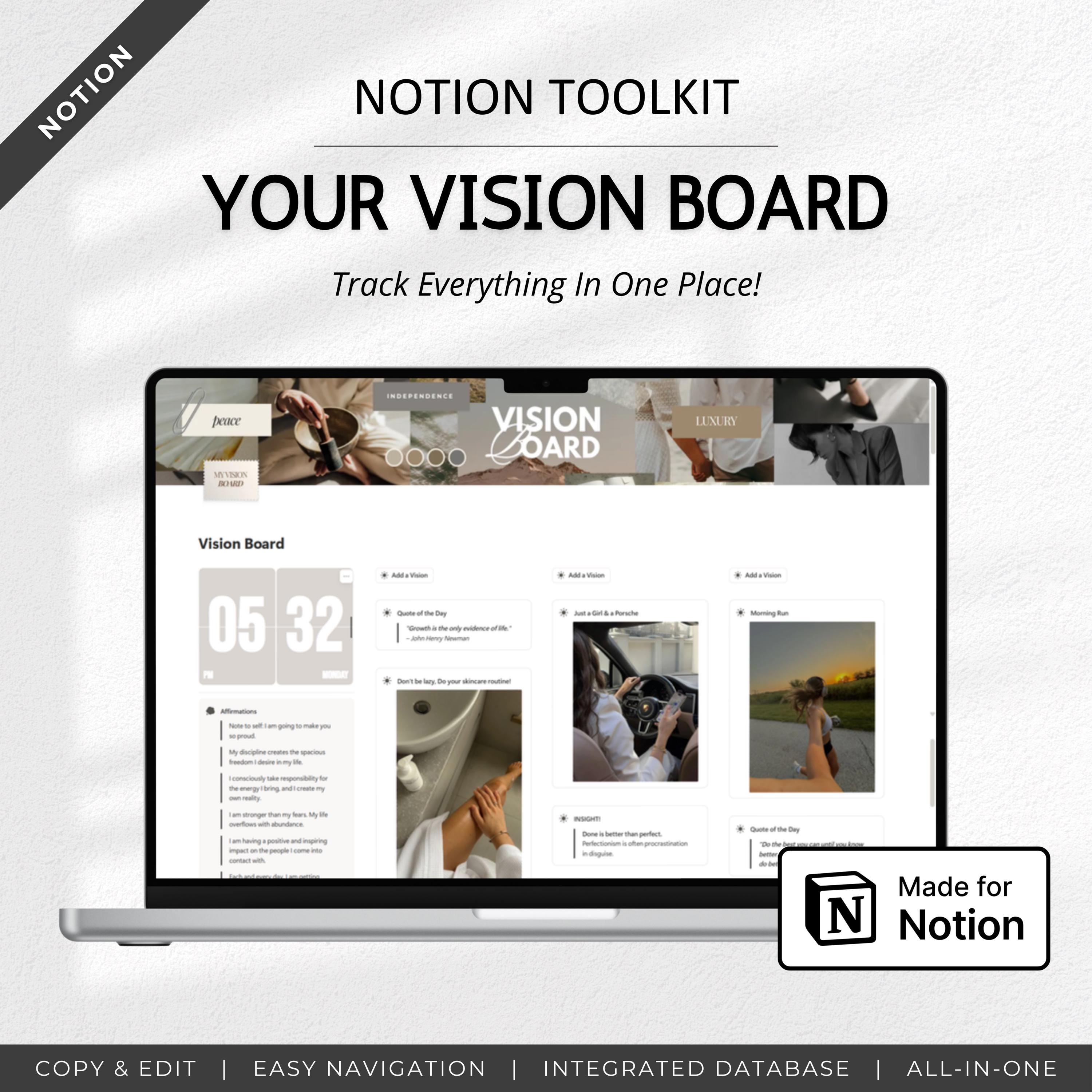 Notion 2026 Vision Board Template | Digital Vision Moodboard | Goal ...