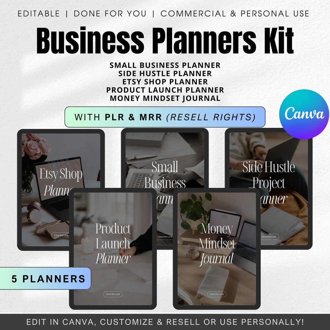 Small Business Planner, Side Hustle Planner, Etsy Shop Planner, PLR ...