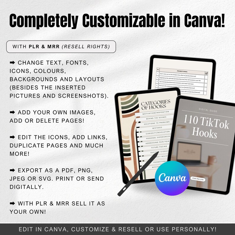 110 Tiktok Hooks Editable Ready-to-use Digital Guide | Social Media ...