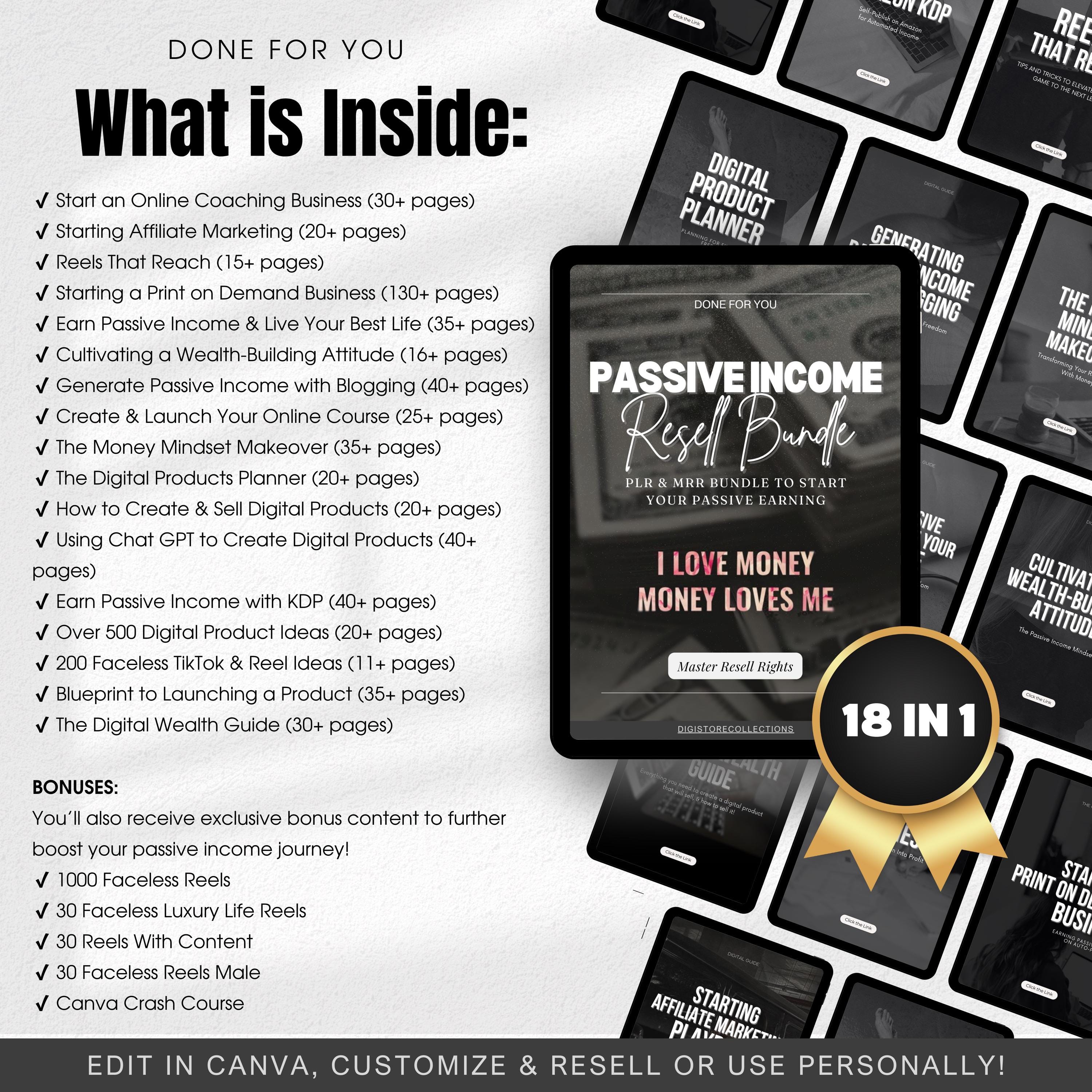 18 Ultimate Passive Income E-books Master Resell Rights, Done for You ...